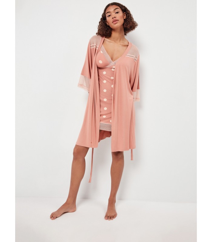 Bata de Mujer de media manga. Tejido de encaje en hombros y mangas